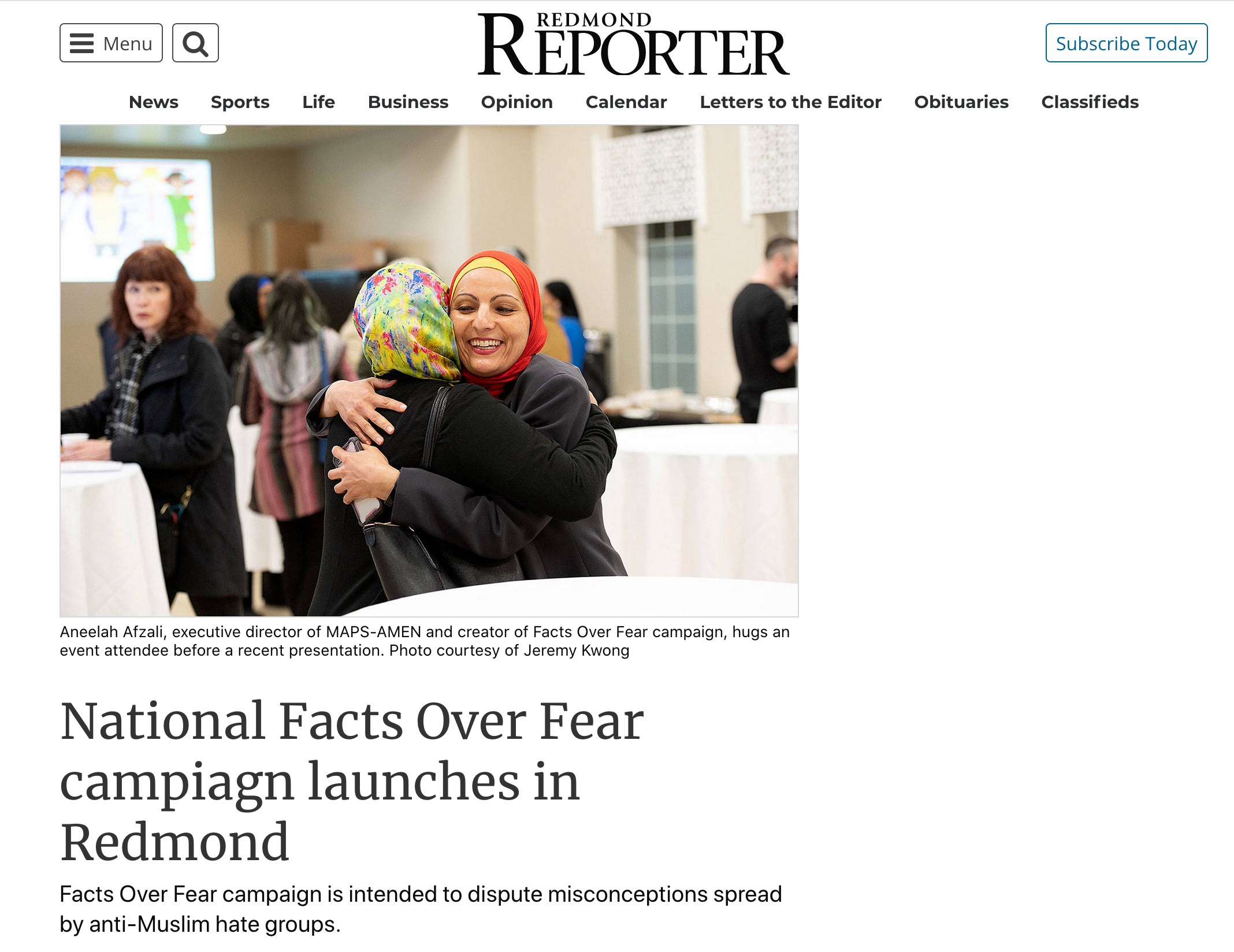 Facts Over Fear Campaign in the Redmond Reporter - Paths to Understanding